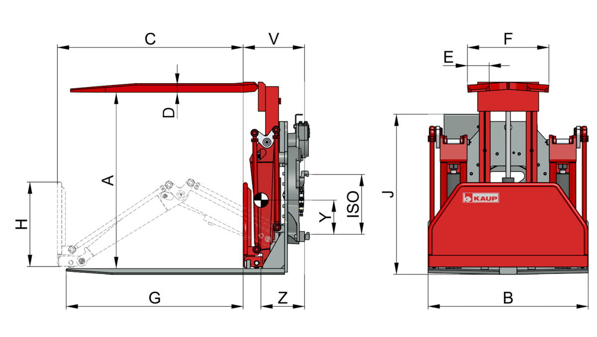 Pallet Turnover Clamp with Pusher T451WA | KAUP